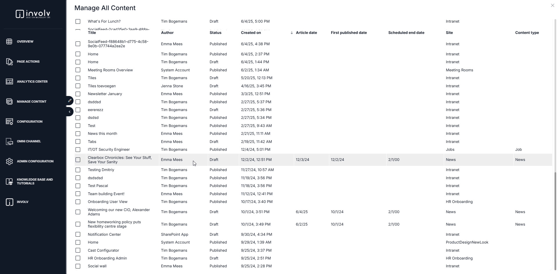 How to use the content overview?